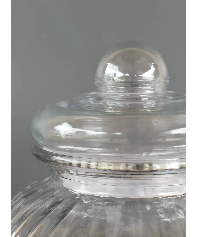 Bocal de conservation en verre strié avec couvercle hermétique