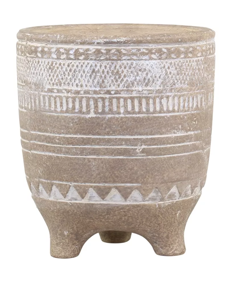 Cache pot naturel en terre cuite sur pieds modèle Evron. Modèle médium